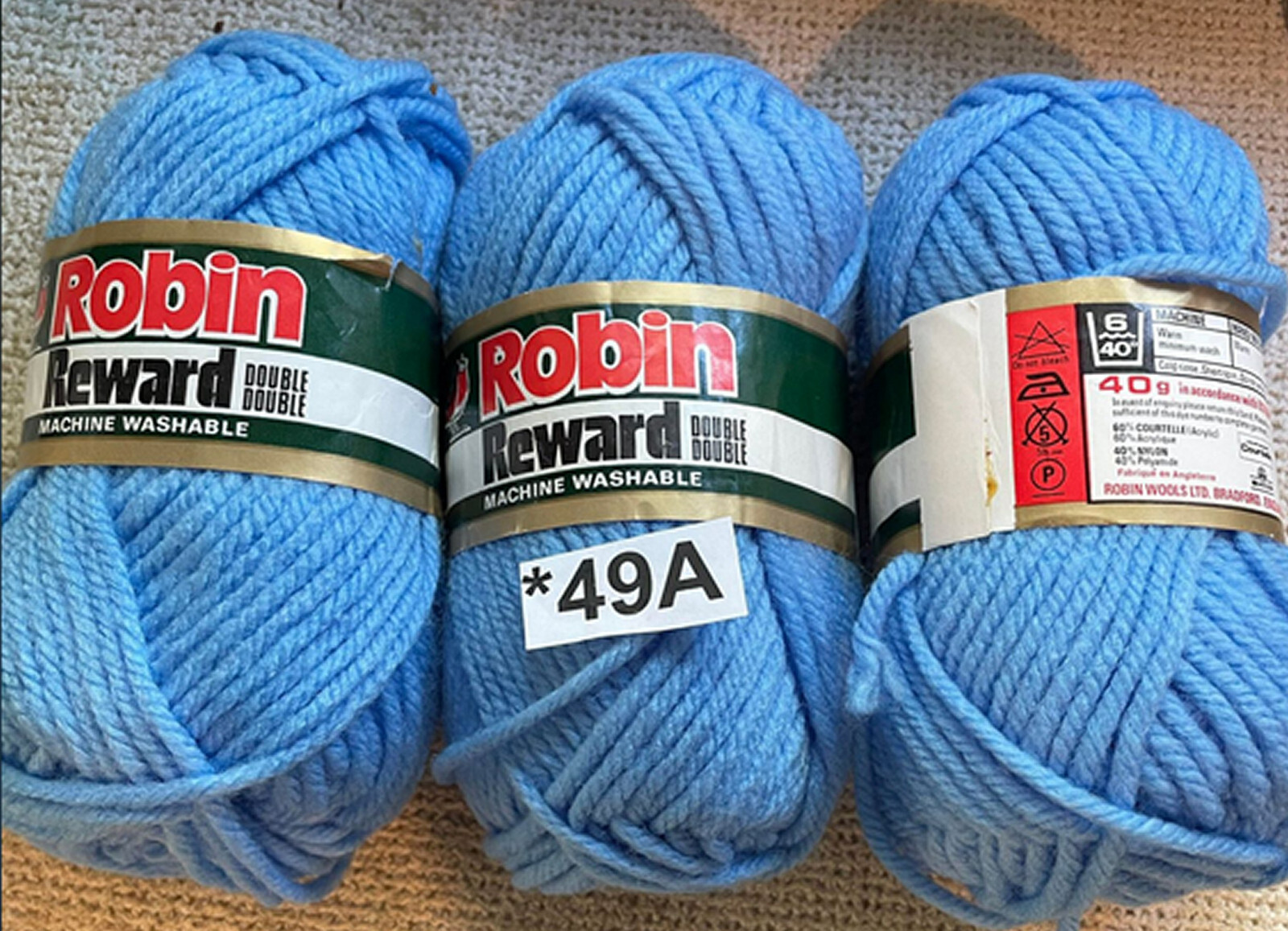 49A Vintage Robin Reward Double Double (CHUNKY) Yarn 1160g BLACK 29x40g ...