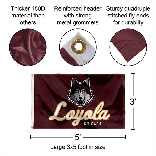 Loyola Chicago Ramblers Wordmark Flag Large 3x5 | eBay