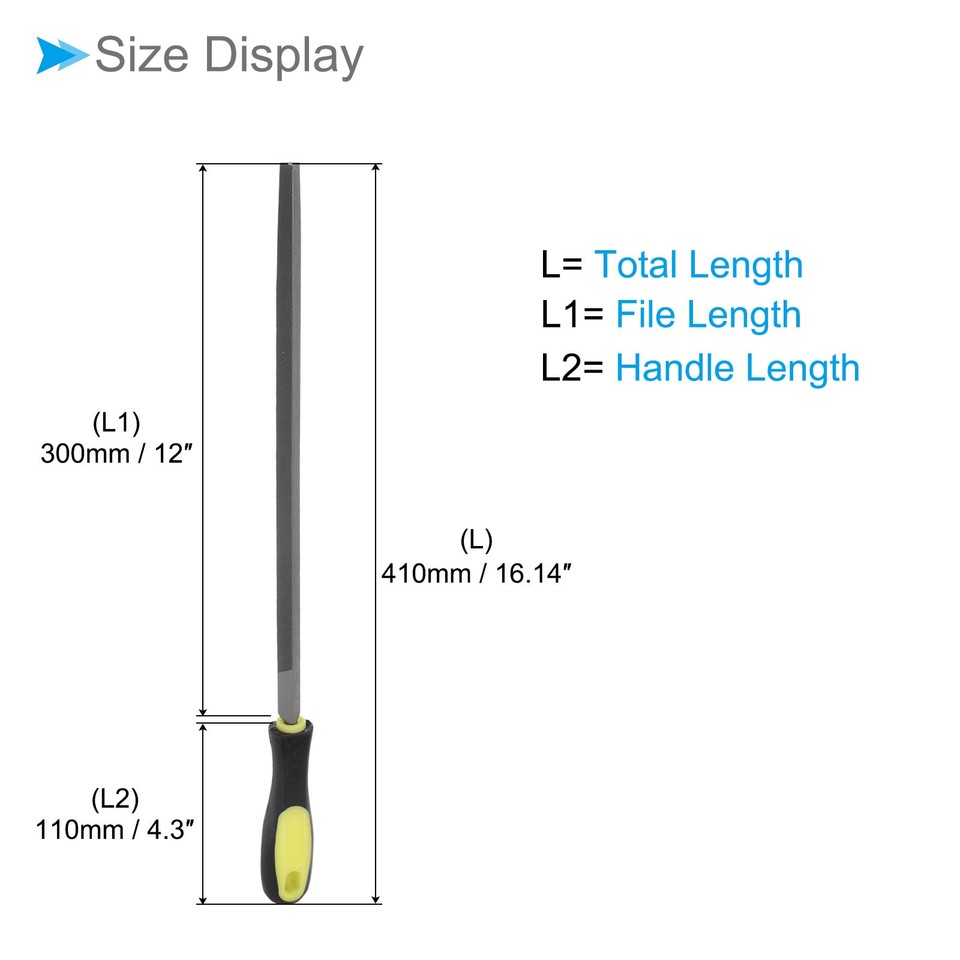 2pcs Triangular File 12" High Carbon Steel Medium Cut File with Anti ...