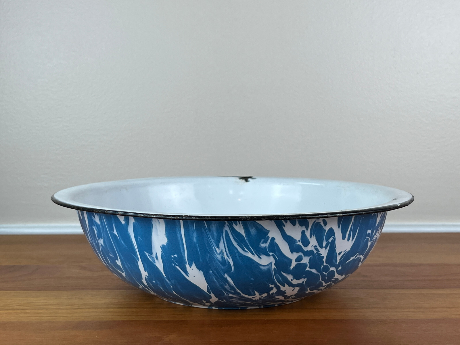 Vintage Blue Swirl Graniteware Enamelware 11” Bowl Basin Rustic ...