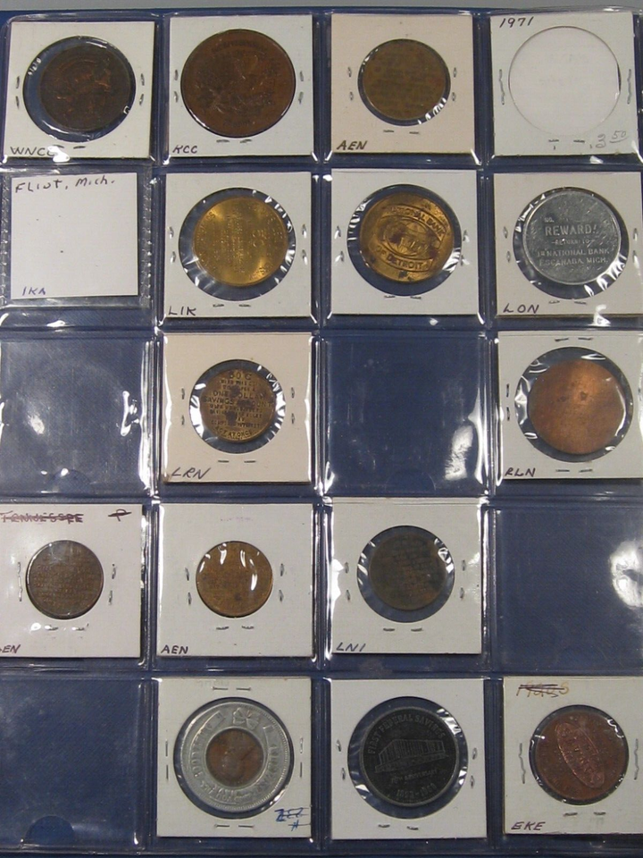 Bank Token Collection 63 Vintage Tokens 1914 to 1970's Most/All ...