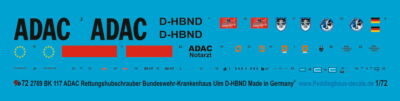 Peddinghaus-Decals 1/72 2769 BK 117 ADAC Rettungshubschrauber D-HBND ...