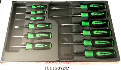 SNAP ON TOOLS SGDXW120B G 12pc GREEN Soft Grip Combination Screwdriver ...