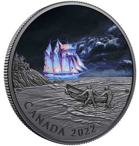 2022 CANADA GHOST SHIP $50 5oz .9999 Pure Silver Proof Glow in the Dark ...