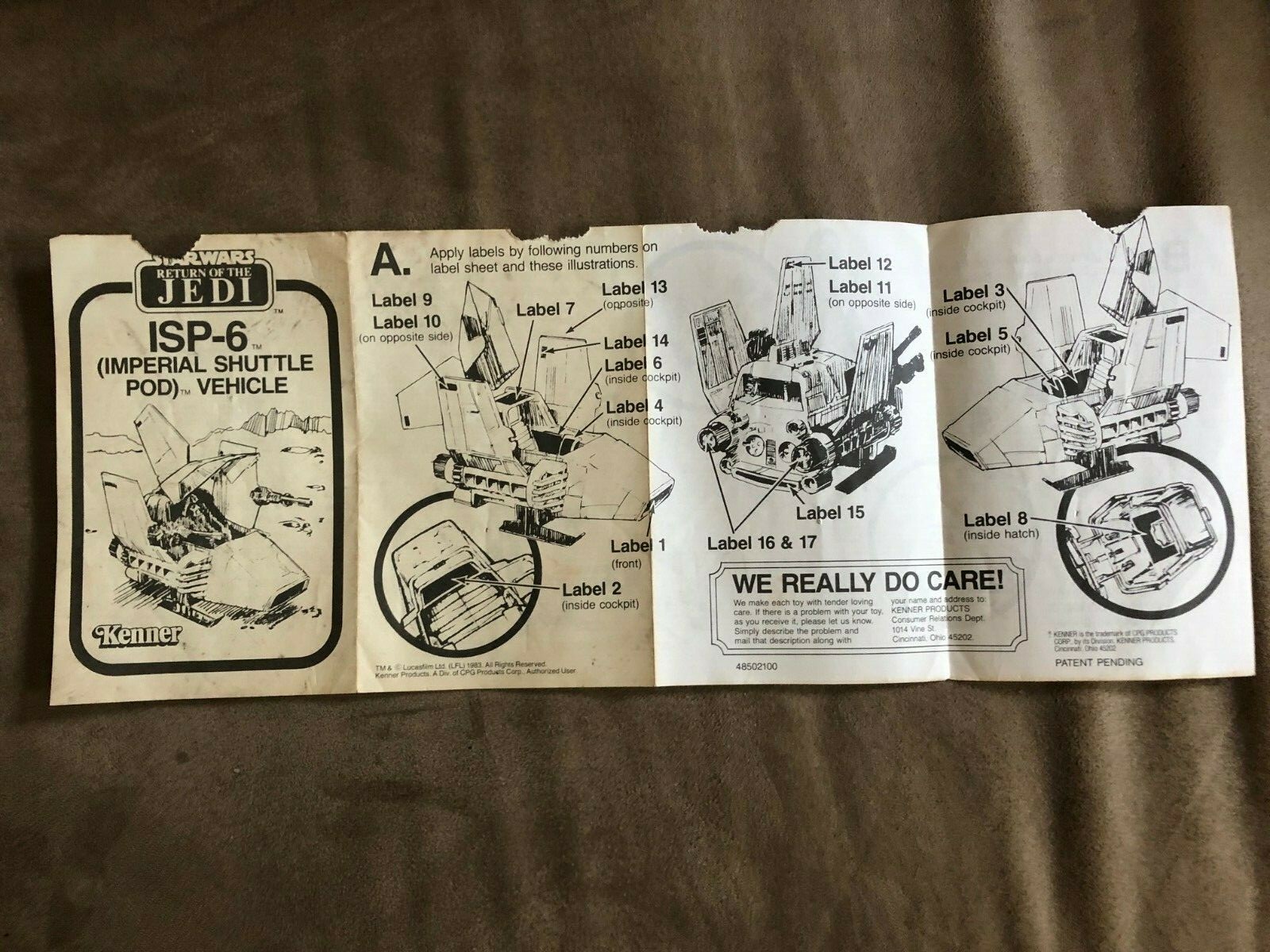 1983 Kenner Star Wars Return of the Jedi ISP-6 Instructions Blueprint ...