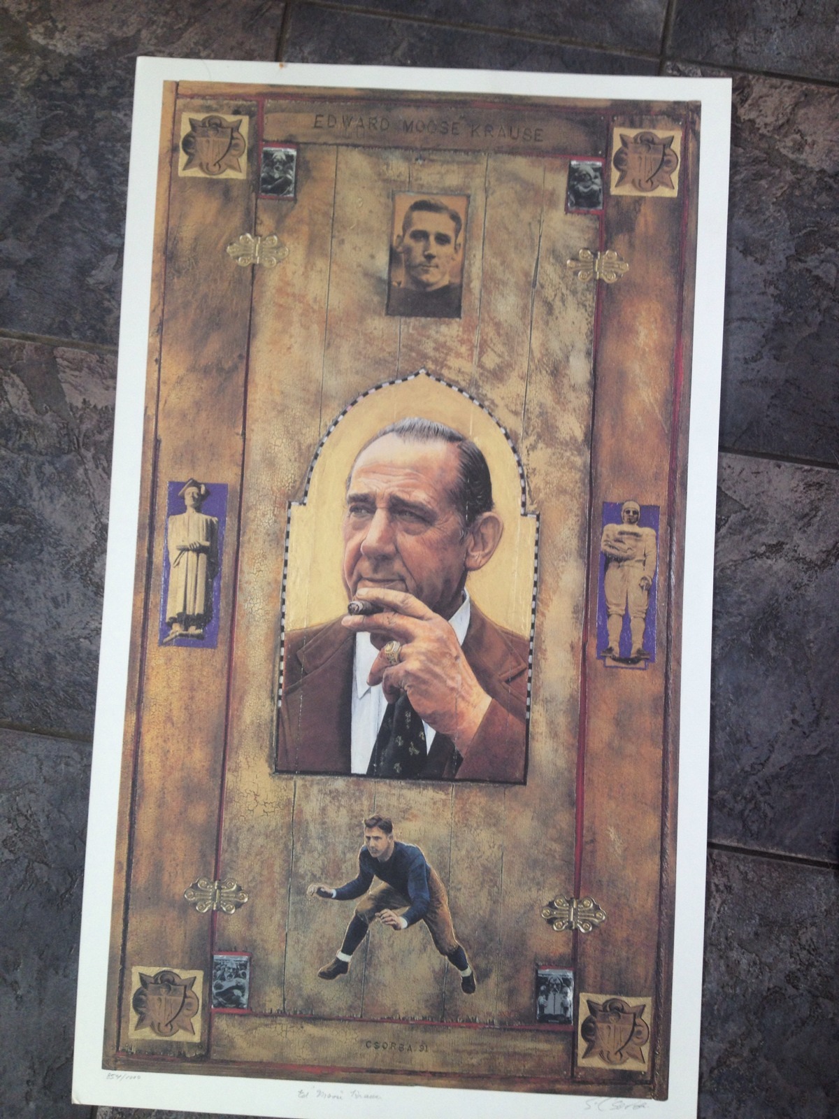 Signed Notre Dame Lithograph Edward Moose Krause Mr. Notre Dame ...