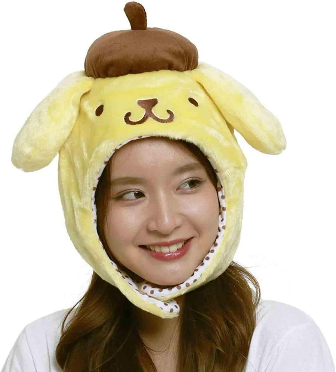 Sanrio Pompompurin Costume Cap Hat Fluffy Headgear Halloween Cosplay ...
