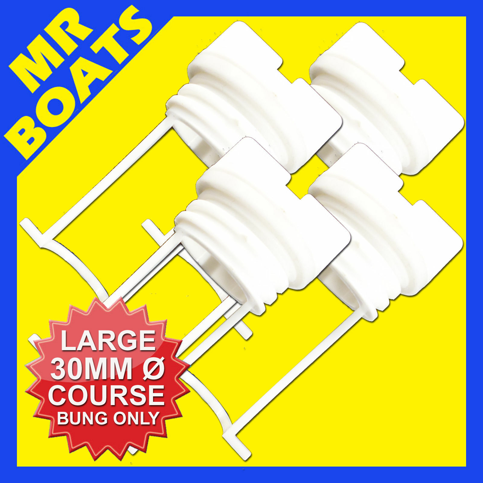 4 x LARGE BOAT BUNG & BASES WHITE COARSE THREAD BOAT BUNGS PLUG FREE ...