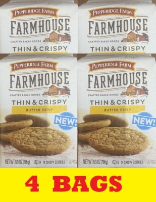 4x Pepperidge Farm FARMHOUSE Thin & Crispy Butter Crisp Cookies 6.9 oz ...