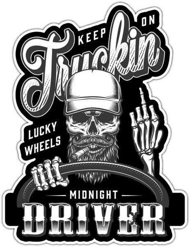 Keep On Trucking Truck Driver Skull Car Bumper Window Sticker Decal 3.9 ...