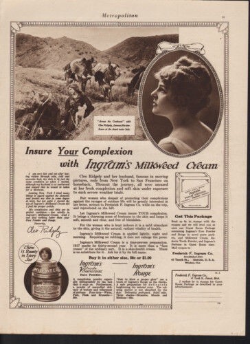 1919 FRED INGRAM MILKWEED CREAM CLEO RIDGELY CONTINENT MOVIE STAR AD ...