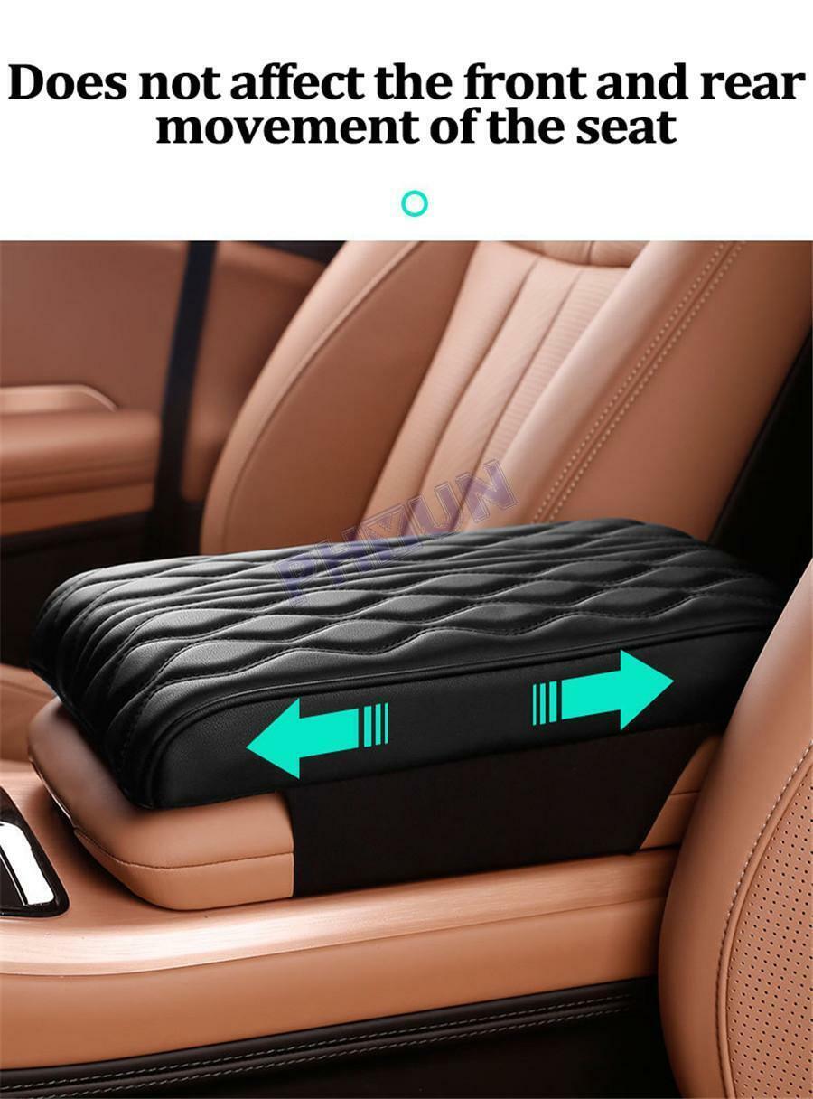 PU Leather Car Armrest Pad Cover Black Clamshell Center Console Cushion ...