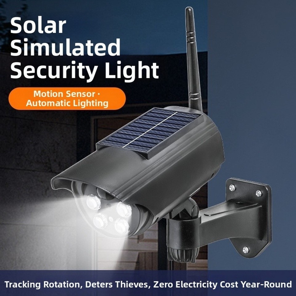 For Home Security Solar Fake Camera 360 Rotation Solar Powered Flashing ...