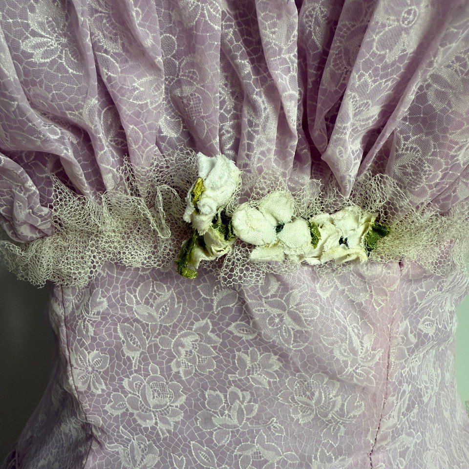 Vintage 60s Coquette Strapless Lavender Lace Floral Prom Party Dress ...
