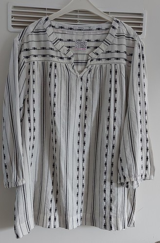 Cecil Bluse Tunika Gr. XL 44/46 3/4 Arm Schlupf Weiß/Schwarz Mini ...
