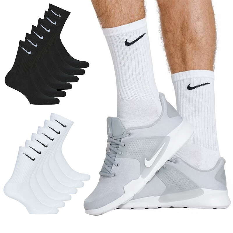 Nike Dri-Fit Mens Crew Socks Terry Everyday SX7666 6 Pairs Cushioned ...