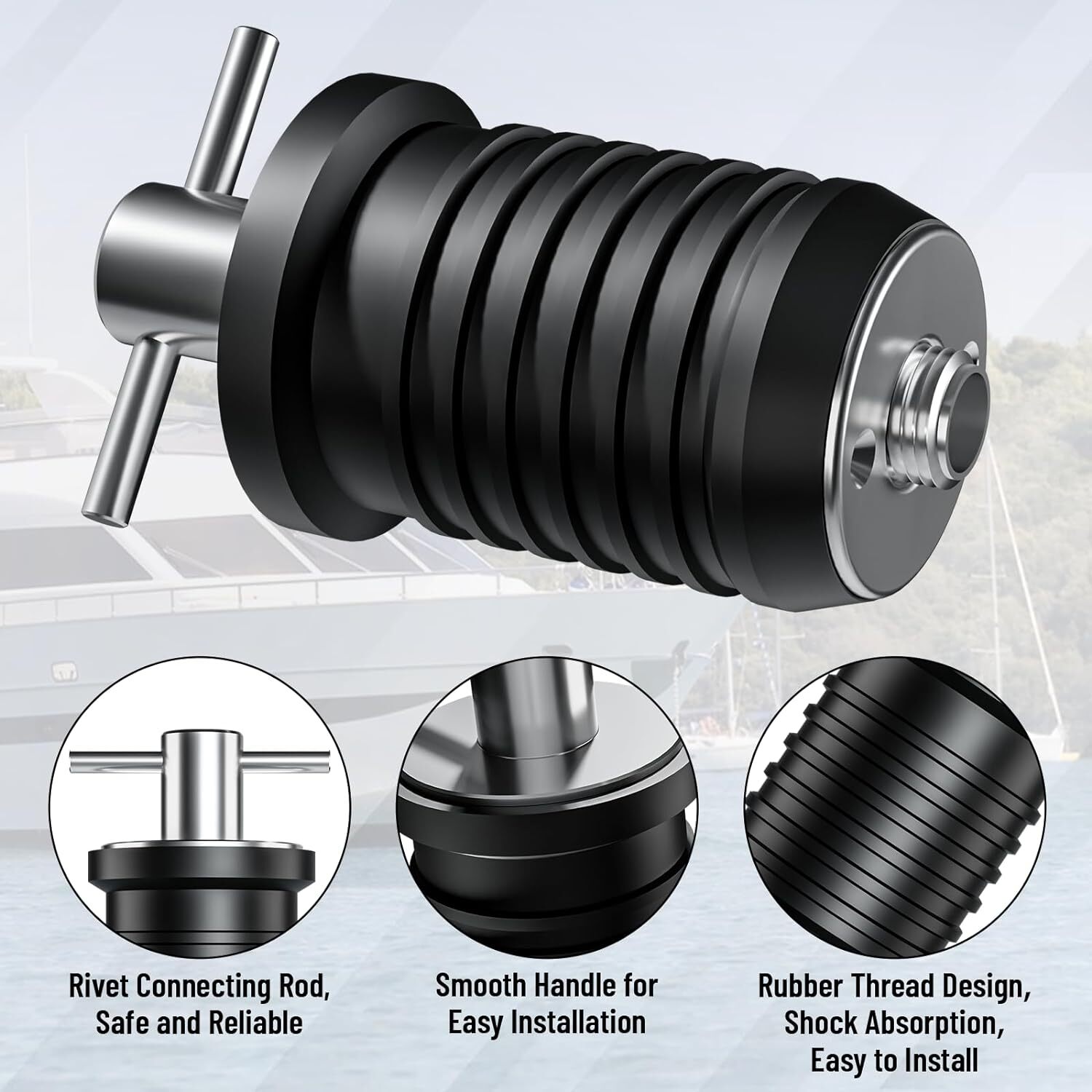 2 X Boat Drain Plug Rubber Stainless Steel Twist Hull Drain Plugs ...
