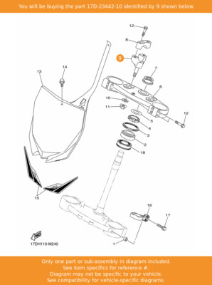 YAMAHA Holder, Handle Lower, 17D-23442-10 OEM YZ250F WR450 | eBay UK