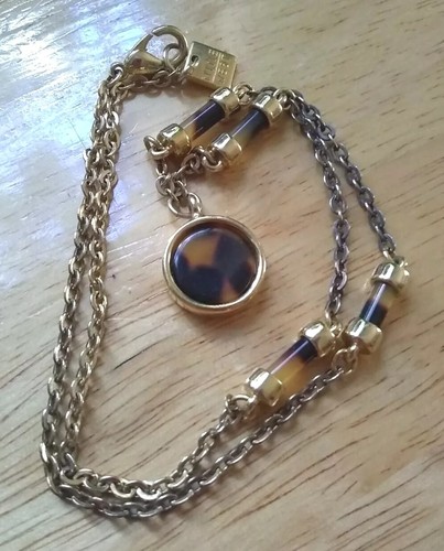 Nine West Necklace Gold Chain Tortoise Shell Color Pendant Dangle | eBay