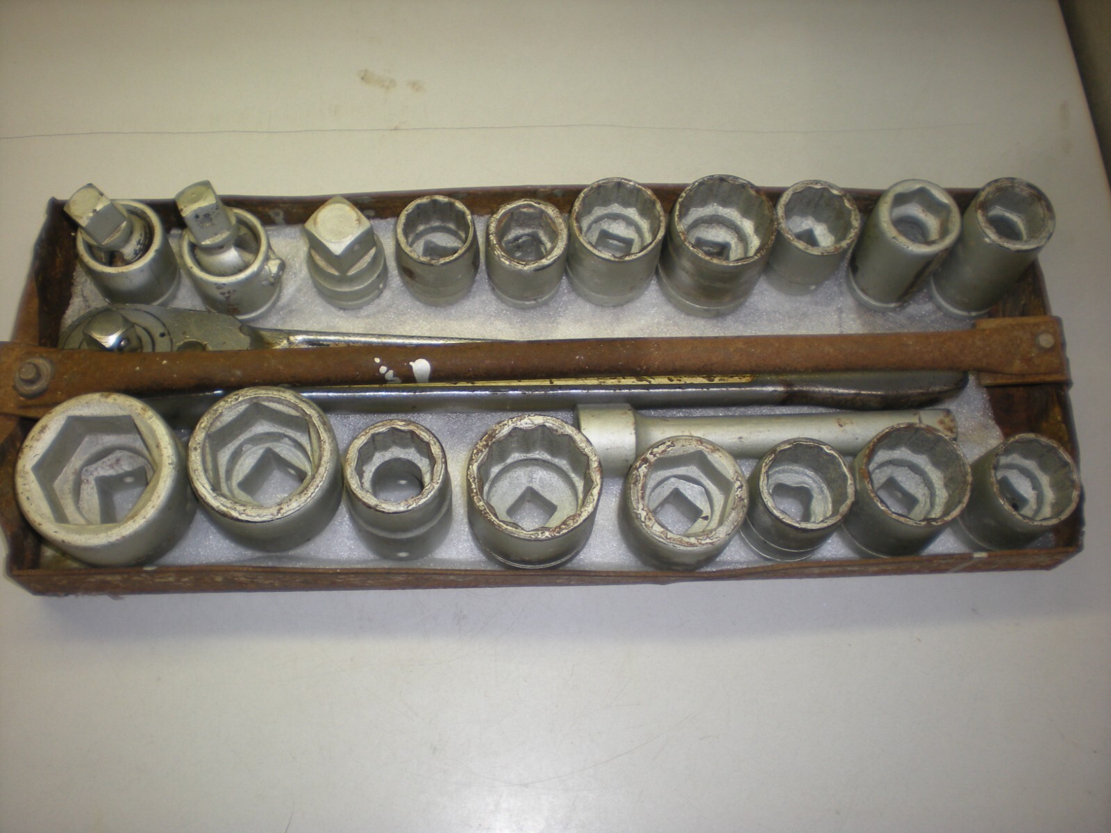 Vintage Large Socket Set w/3/4" & 1" Sockets, 3/4" Ratchet, Extension ...