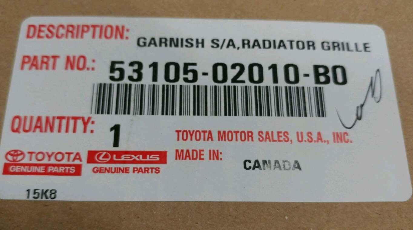 OEM Genuine Toyota Grille Assembly 53105-02010-B0 | eBay