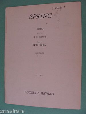 Spring Song 1953 G M Hopkins, Ned Rorem high voice piano | eBay