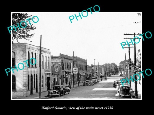 OLD 8x6 HISTORIC PHOTO WATFORD ONTARIO VIEW OF THE MAIN STREET c1930 | eBay