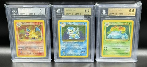 Pokémon Unlimited Base Set Beckett Graded Trio Charizard, Blastoise ...