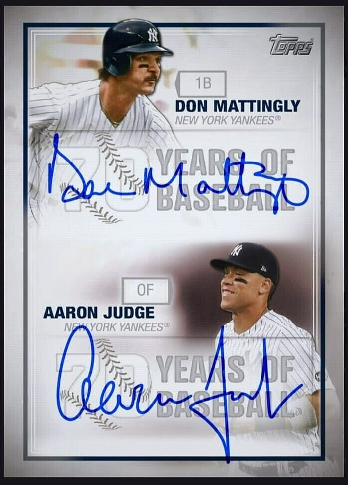 2021 Topps Blue Dual Signatures AARON JUDGE DON MATTINGLY MLB Bunt ...
