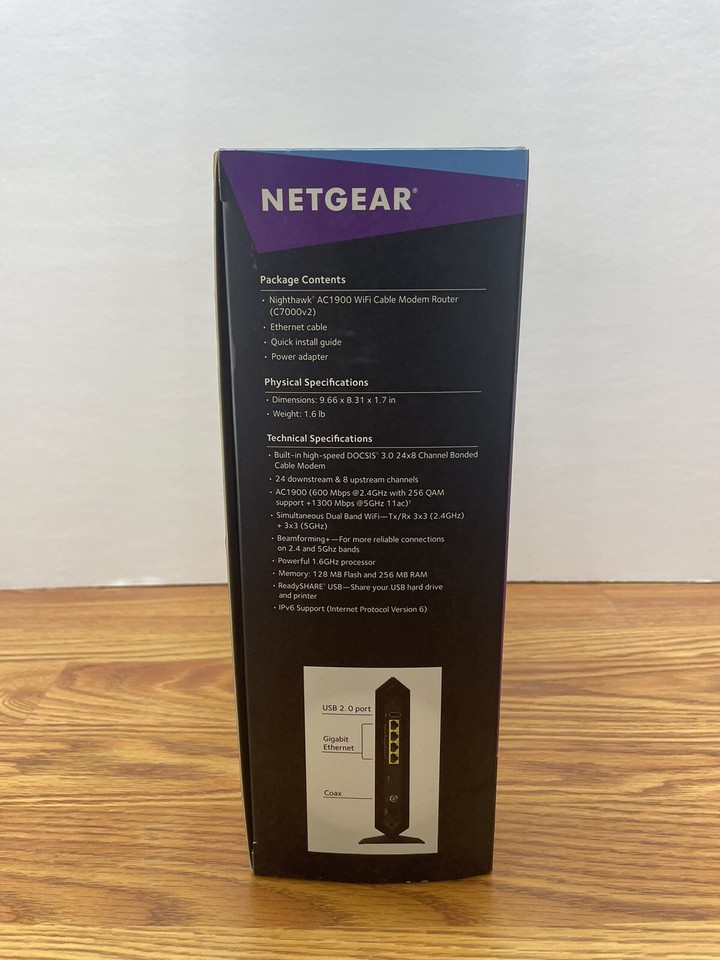 NetGear NightHawk AC1900 WiFi Cable Modem Router Combo Built-in DOCSIS ...
