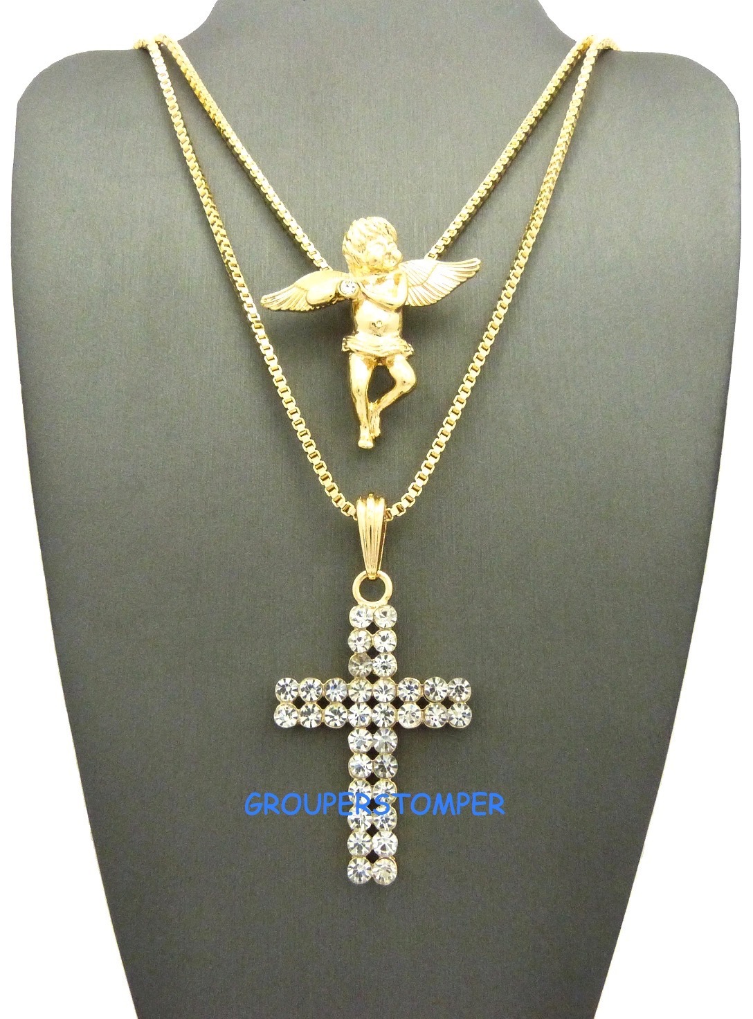 Cross And Angel Religous Necklace With 24 And 30 Inch Box Link Chain | eBay