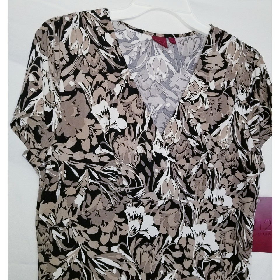 NWT's-212 COLLECTION Multicolor Floral Faux Mock Wrap Dress Cap Sleeve ...