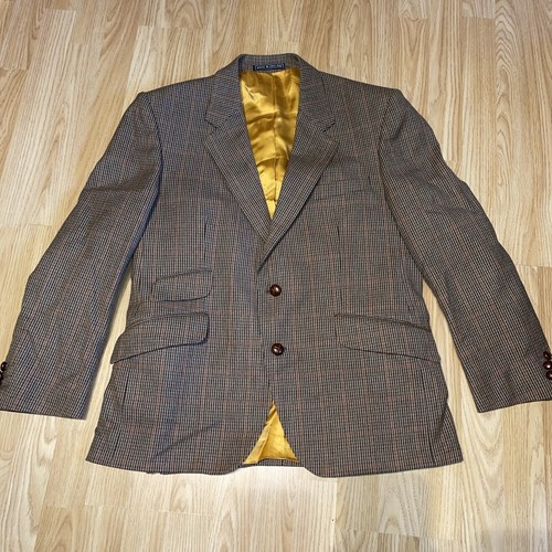 Vintage John G Hardy Check Tweed Jacket 40S Gold Colour Pure Wool Made ...
