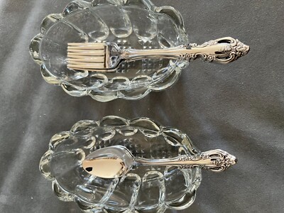set of 2 decorative crystal forks & spoons holders - 6 inches | eBay