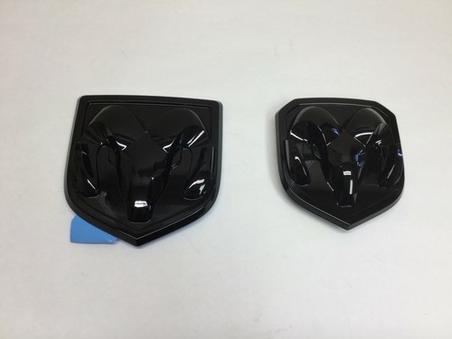 2013-2018 RAM 1500 2500 3500 Front & Rear Glossy Black Rams Head Badge ...