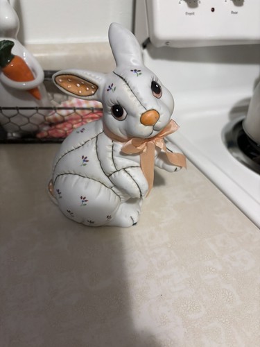 Lefton Patchwork Floral Bunny Rabbit Figurine Sticker 1987 | eBay