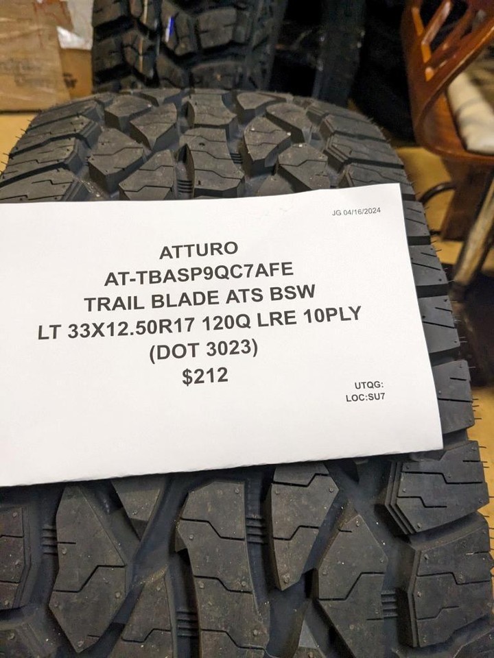 2 ATTURO TRAIL BLADE ATS BSW LT 33 12.5 17 120Q LRE 10PLY TIRE ...