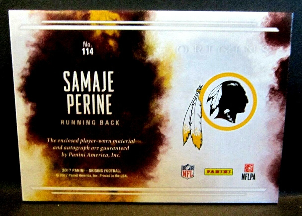 Samaje Perine 2017 Panini Origins Large 3CLR Patch Rookie Auto!WFT ...