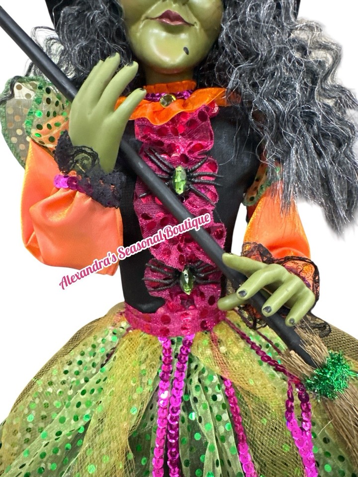 Karen Didion Halloween Glitzy Witch Hocus Pocus 31” Shelf Sitter Home ...