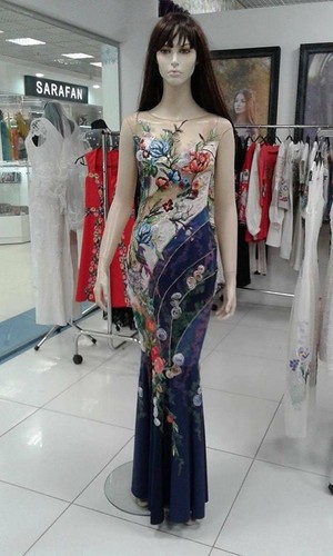 Ukrainian Evening dress blue handmade single copy embroidered haute ...