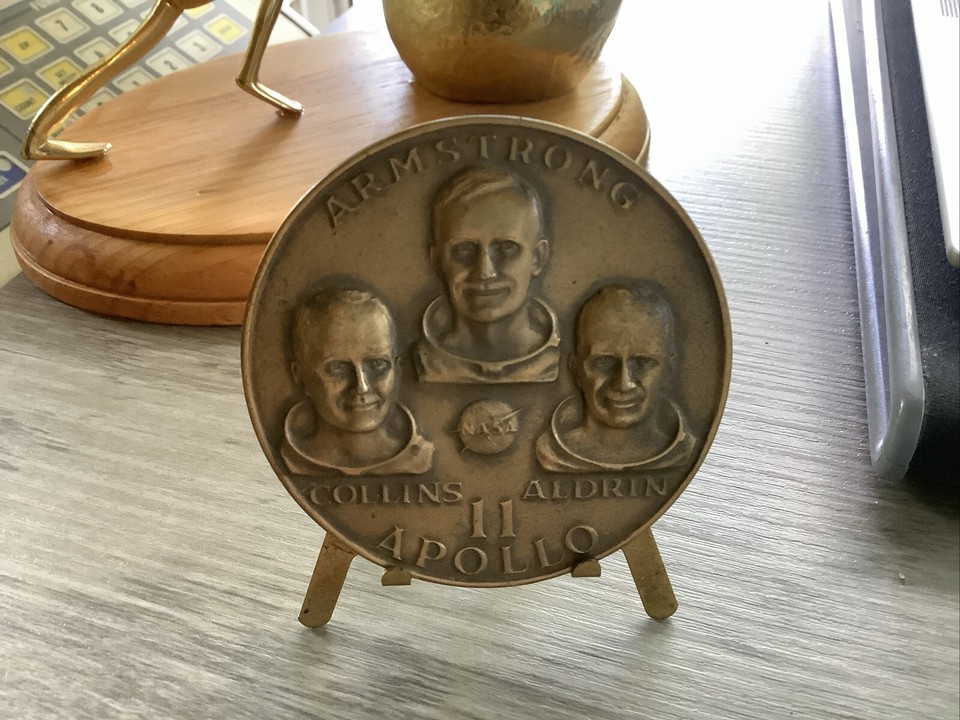 1969 Nasa Apollo 11 Bronze Medallic Art Medal Medallion Armstrong ...