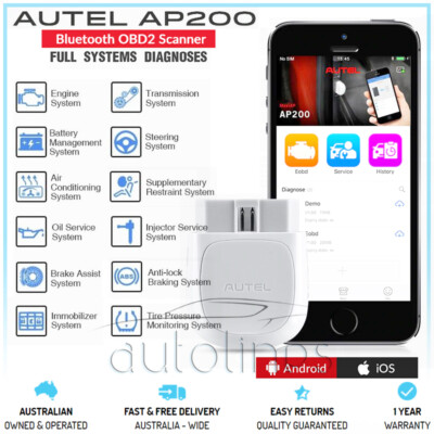 AUTEL AP200 Bluetooth OBD2 Android iPhone iPad Diagnostic Scanner Tool ...