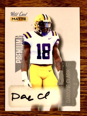2022 Wild Card Matte Football Premium Auto Damone Clark MB-A Dallas ...