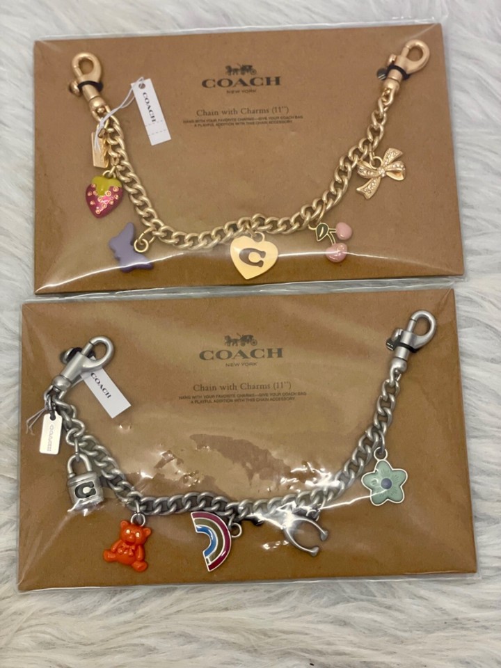 Coach Motif Extension swagger Chain with Charms Gold/Sliver Limited | eBay
