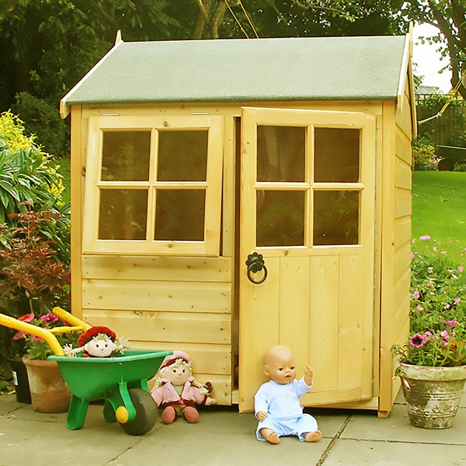 CHILDRENS WOODEN WENDY PLAYHOUSE KIDS WOOD GARDEN WINDOW PLAY HOUSE DEN ...