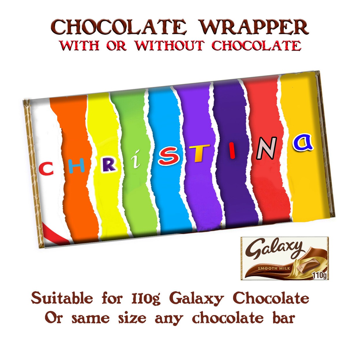 Chocolate Wrapper Logo Personalised Galaxy Chocolate Bar Wrapper