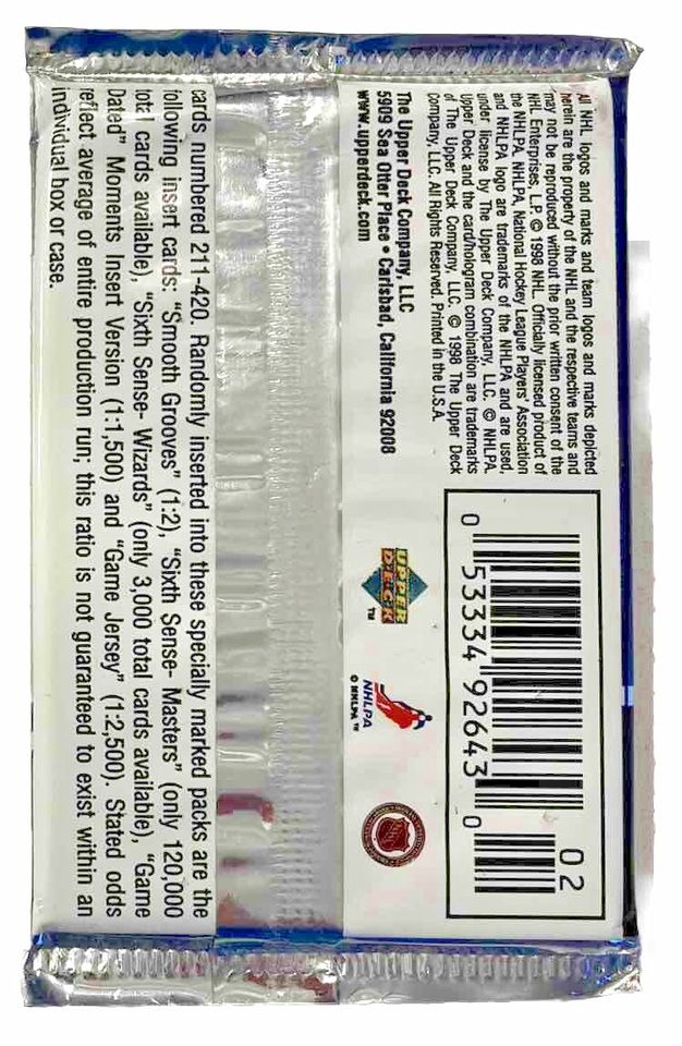 1997/98 Upper Deck NHL Hockey Series Two Sealed Trading Card Pack (B90 ...