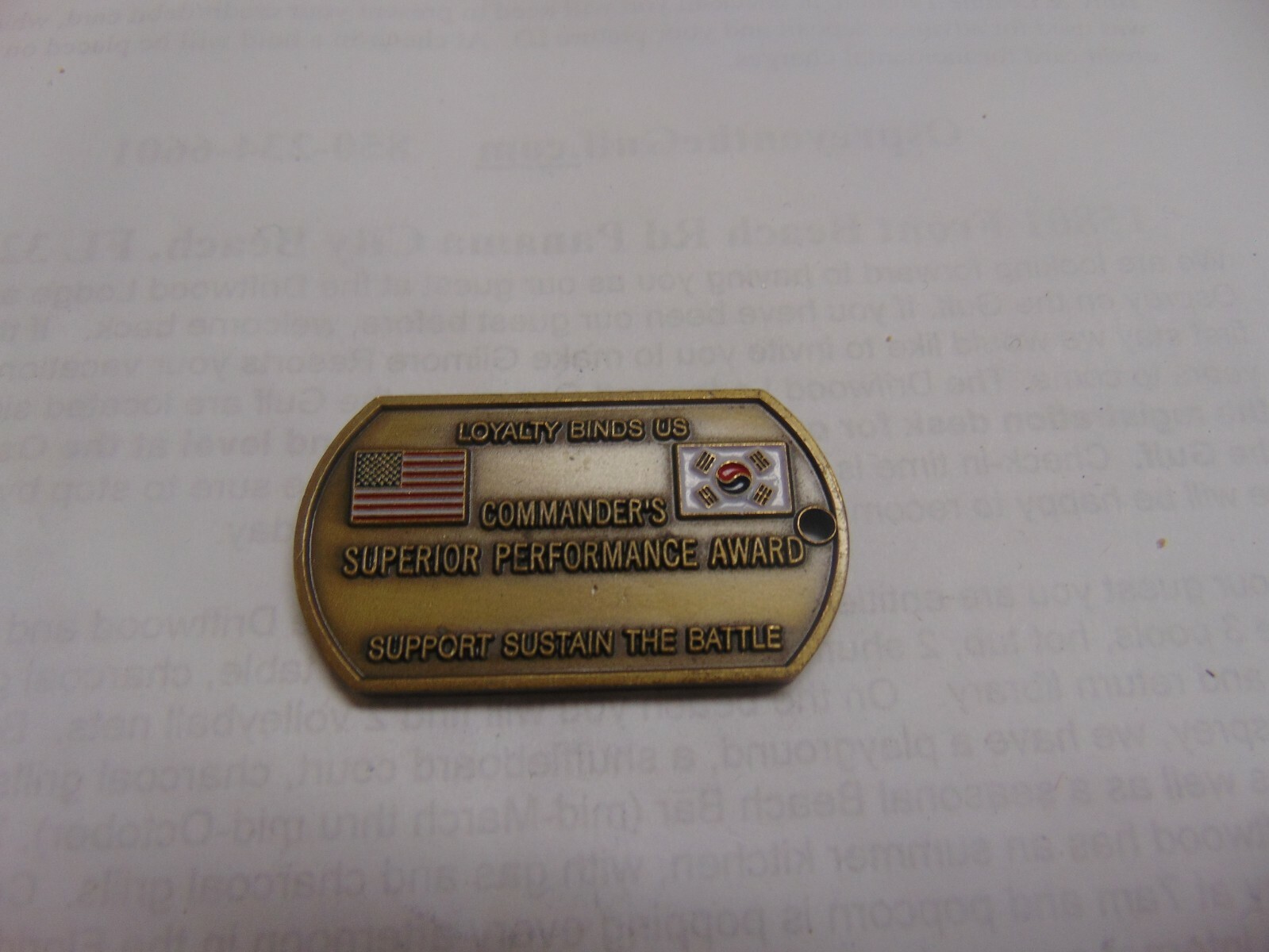 CHALLENGE COIN HHC 34TH SUPPORT GROUP AREA II ACTIVITY KOREA SUPERIOR ...