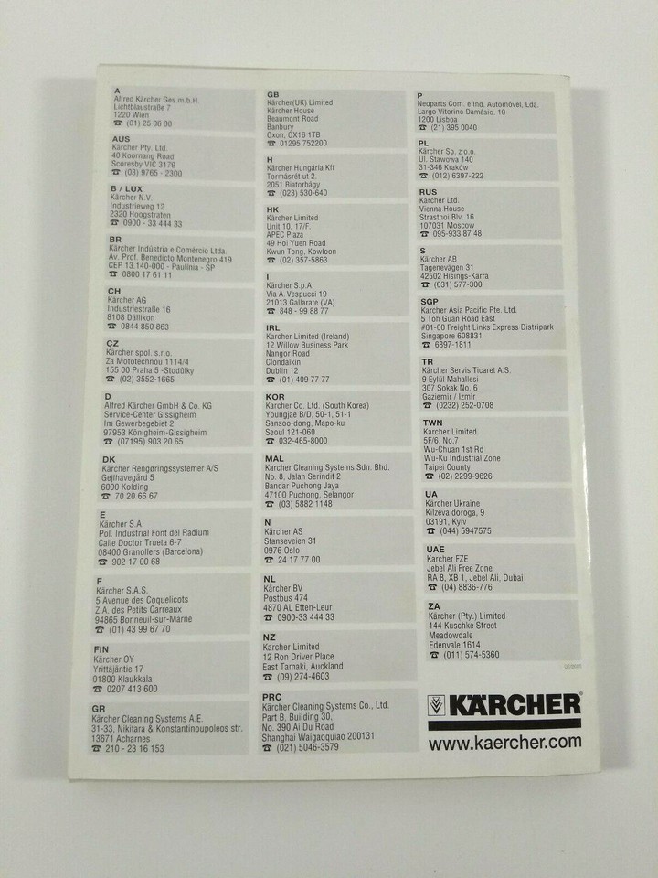 Karcher K 7.85 MX User Manual Instructions Fast Shipping and Tracking ...