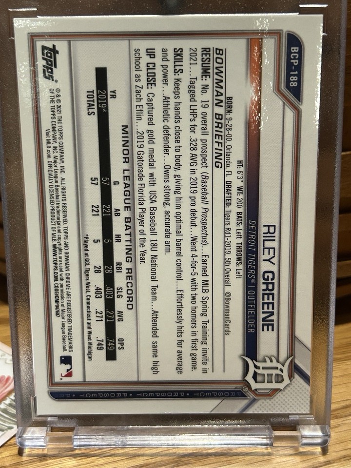 2021 Bowman Riley Greene On Card Autograph 5/5 red chrome | eBay